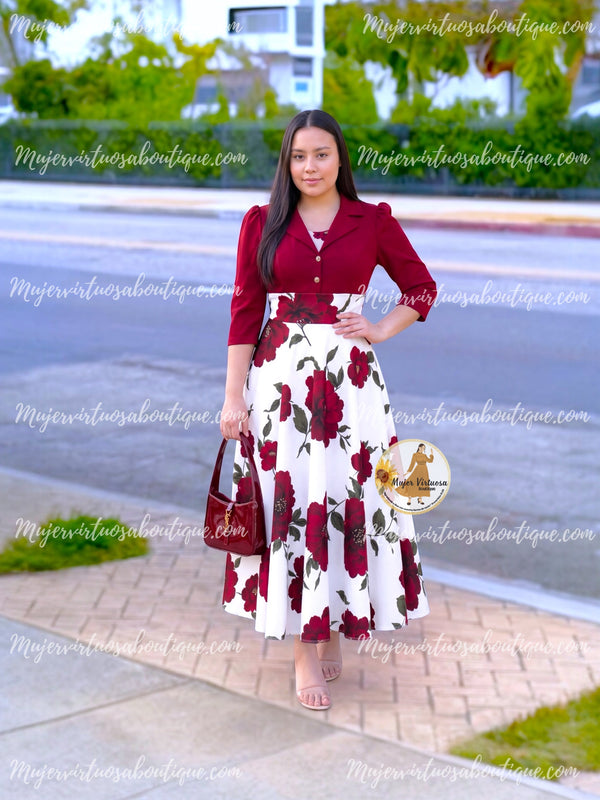 Maya Red & White Dress – Mujer Virtuosa Boutique